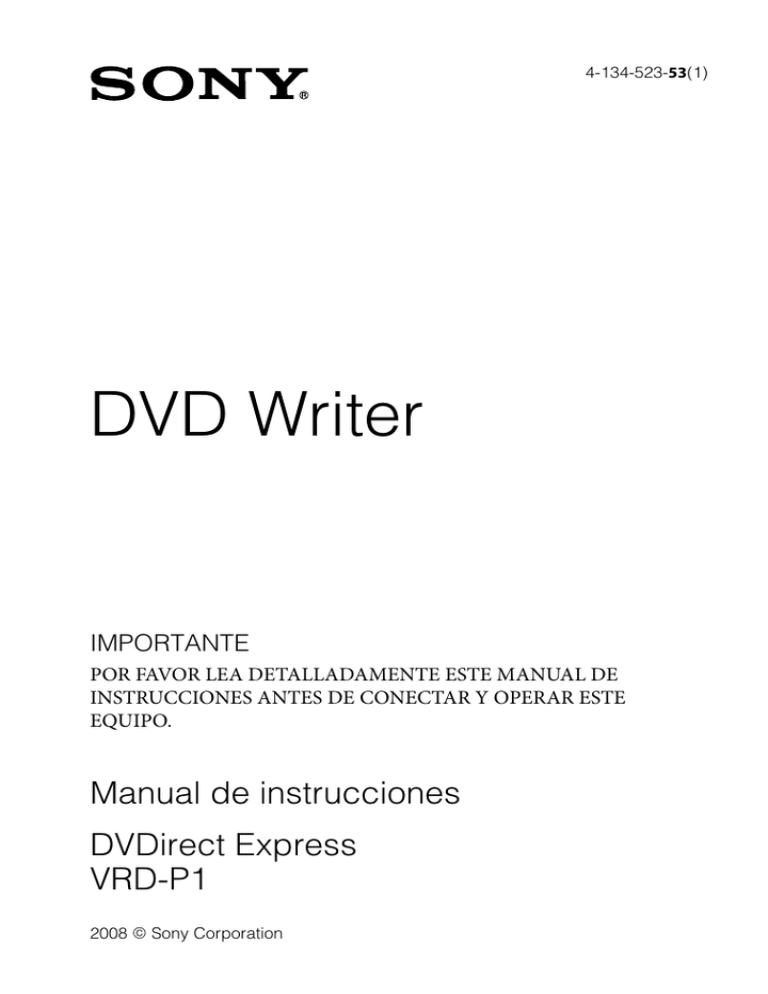DVD Writer Manual de instrucciones DVDirect Express VRD-P1