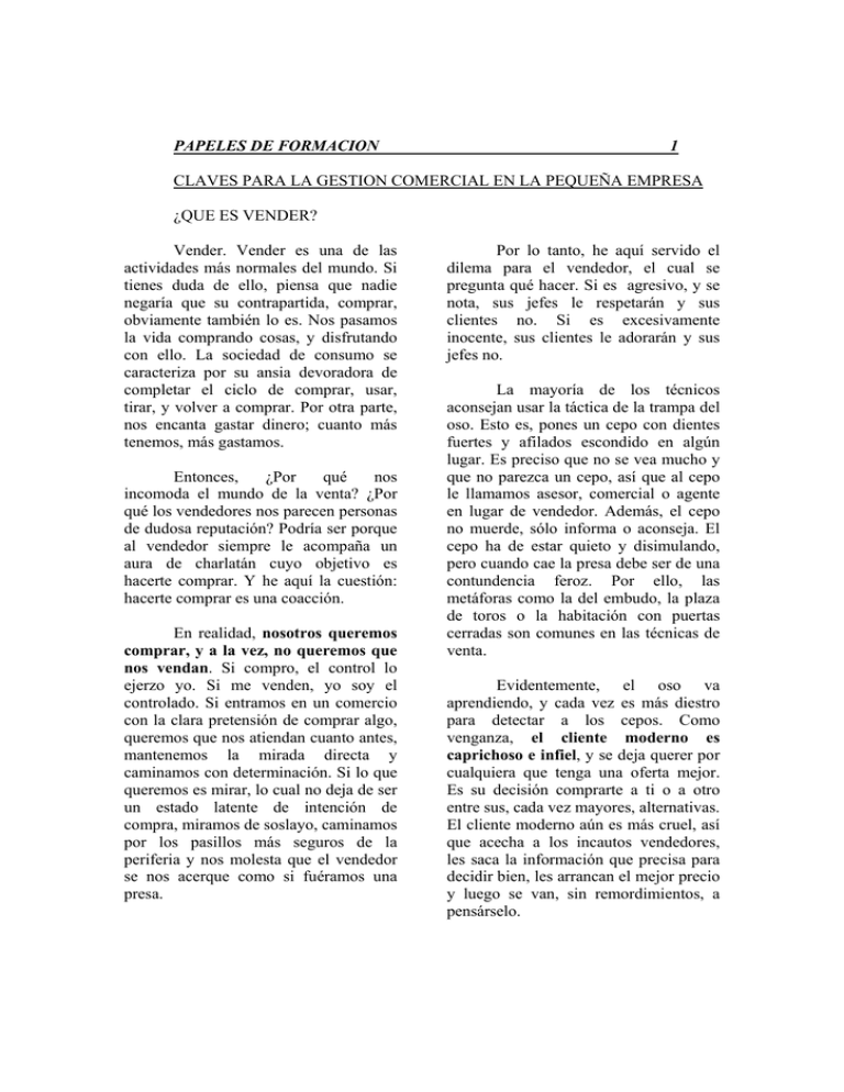 QUE ES VENDER?