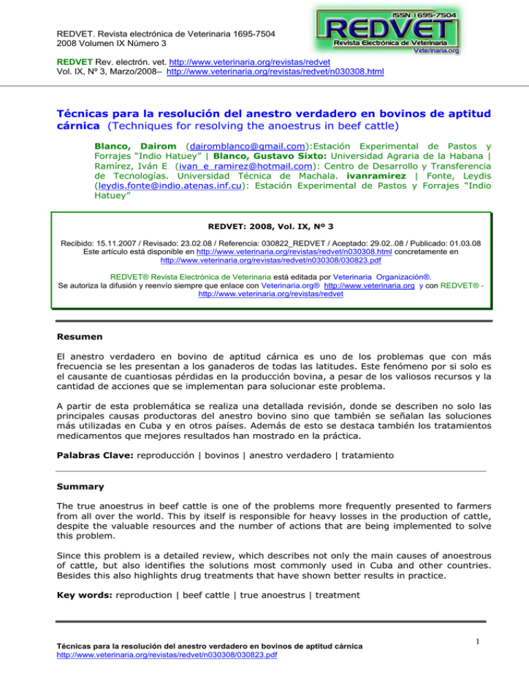REDVET. Revista electrónica de Veterinaria 1695-7504 2008 Volumen IX Número 3