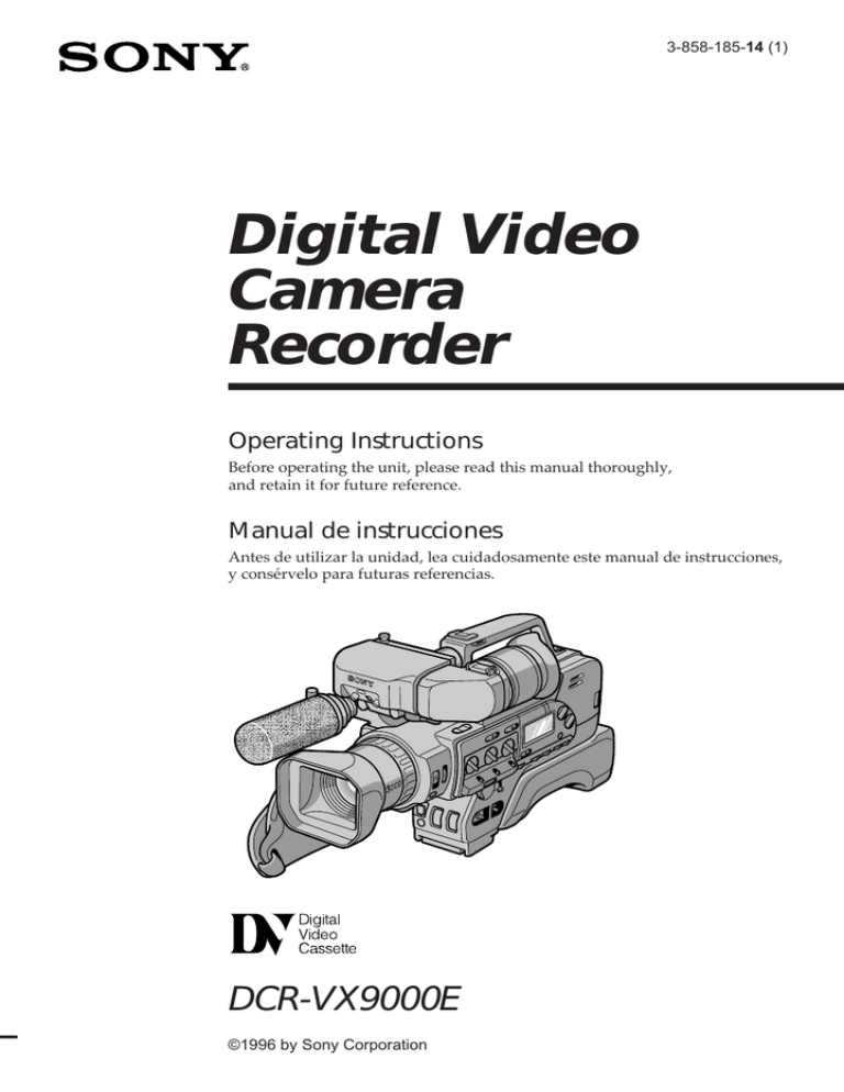 Digital Video Camera Recorder Operating Instructions