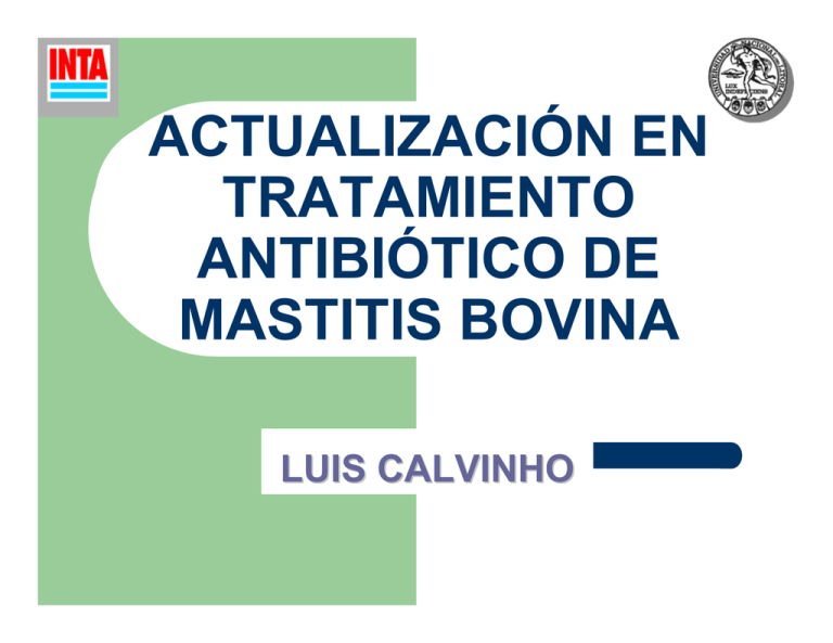 ACTUALIZACIÓN EN TRATAMIENTO ANTIBIÓTICO DE MASTITIS BOVINA
