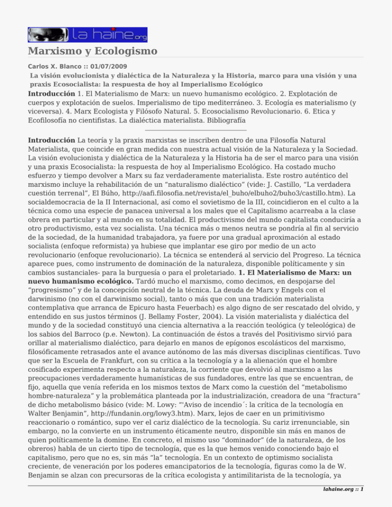 Marxismo y Ecologismo