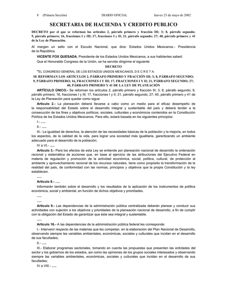 SECRETARIA DE HACIENDA Y CREDITO PUBLICO