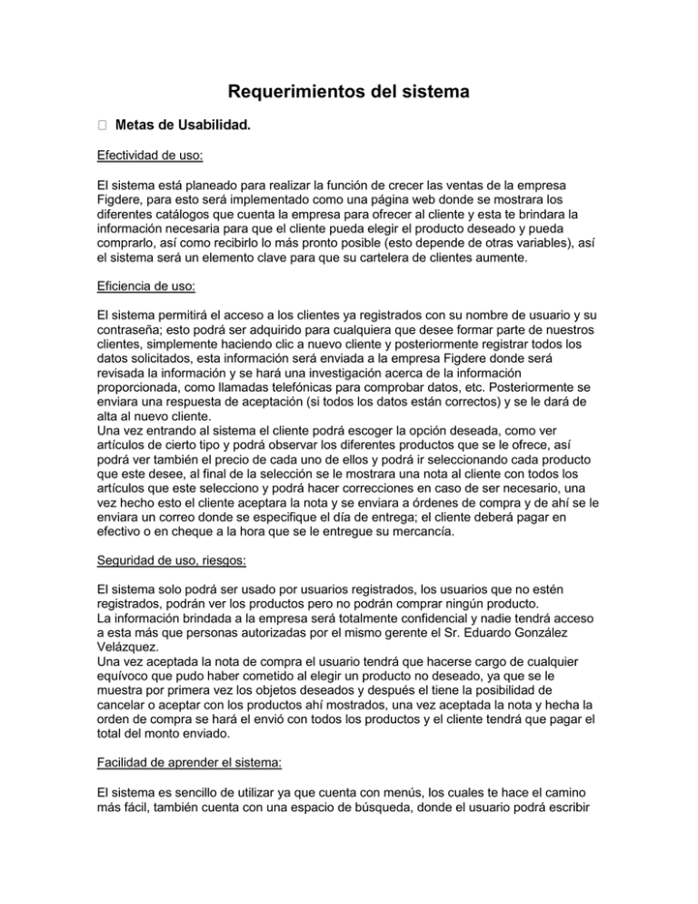 Requerimientos del sistema