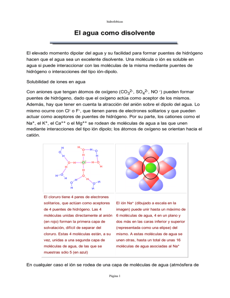 El agua como disolvente