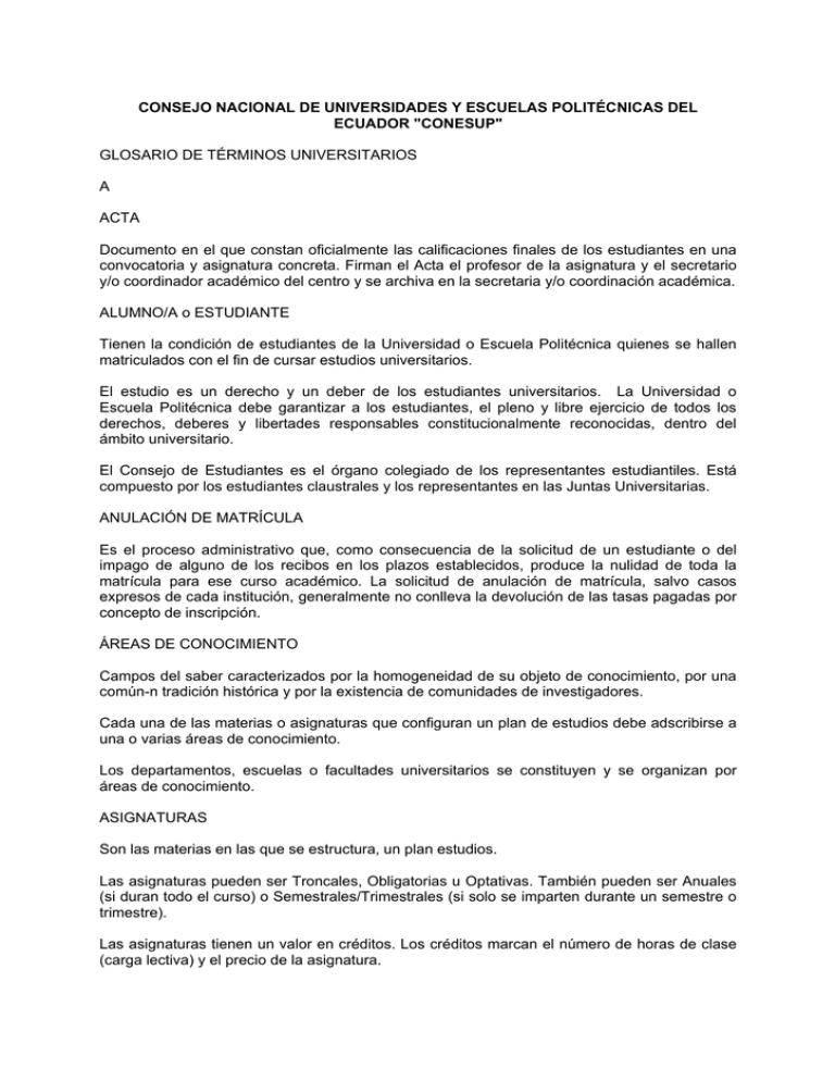 consejo nacional de universidades y escuelas politécnicas