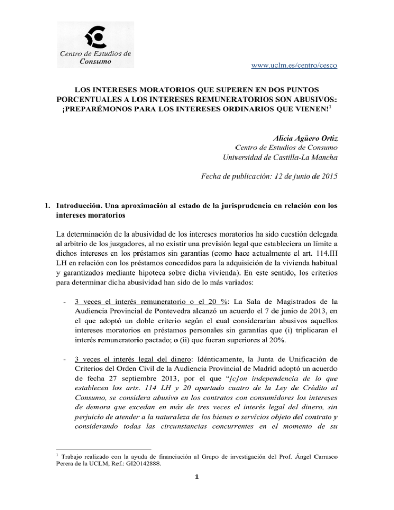 Los intereses moratorios que superen en dos puntos