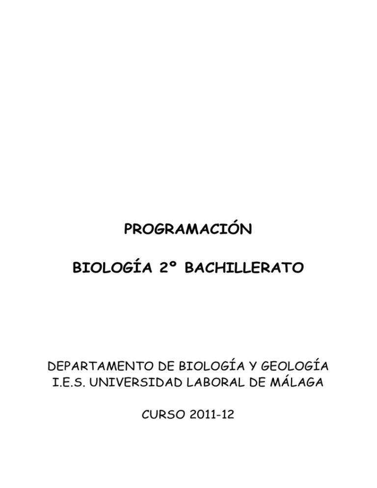 programación biología 2º bachillerato