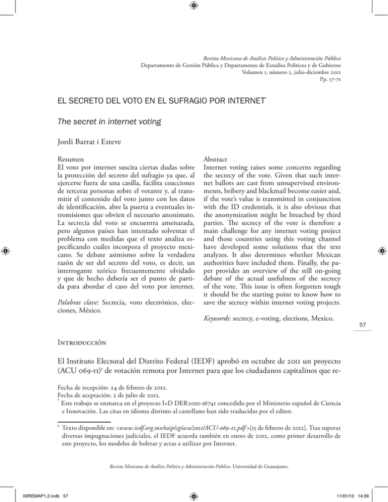 El secreto del voto en el sufragio por internet