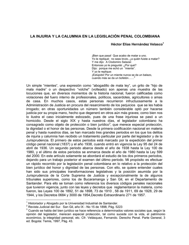 la injuria y la calumnia en la legislación penal