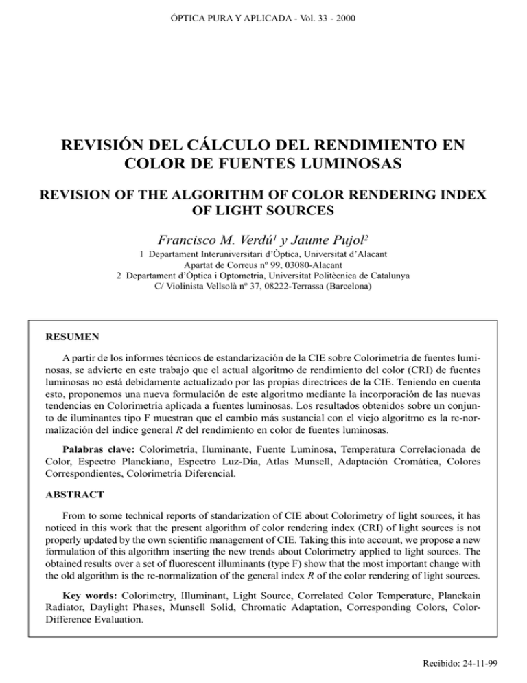 revisión del cálculo del rendimiento en color de fuentes