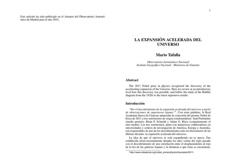 LA EXPANSIÓN ACELERADA DEL UNIVERSO Mario