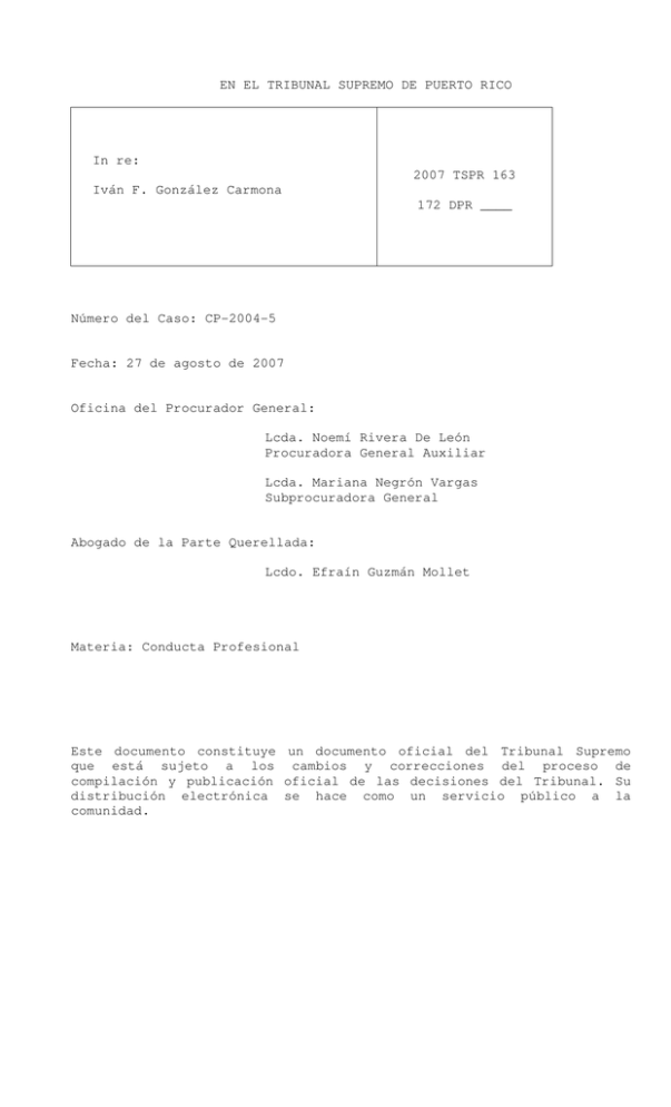 Per Curiam - Portal de la Rama Judicial