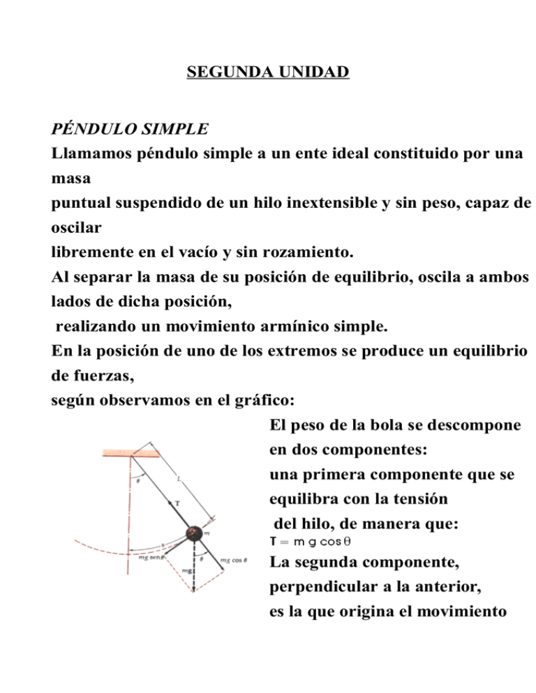 segunda unidad – pendulo simple