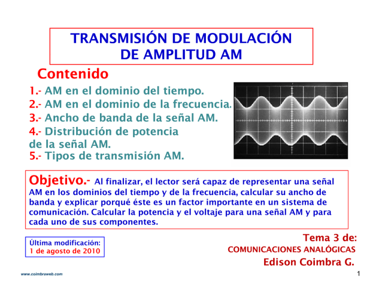 TRANSMISIÓN DE MODULACIÓN DE AMPLITUD AM