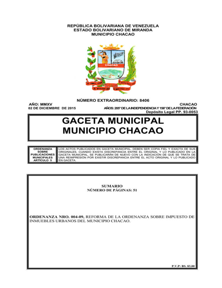 gaceta municipal municipio chacao
