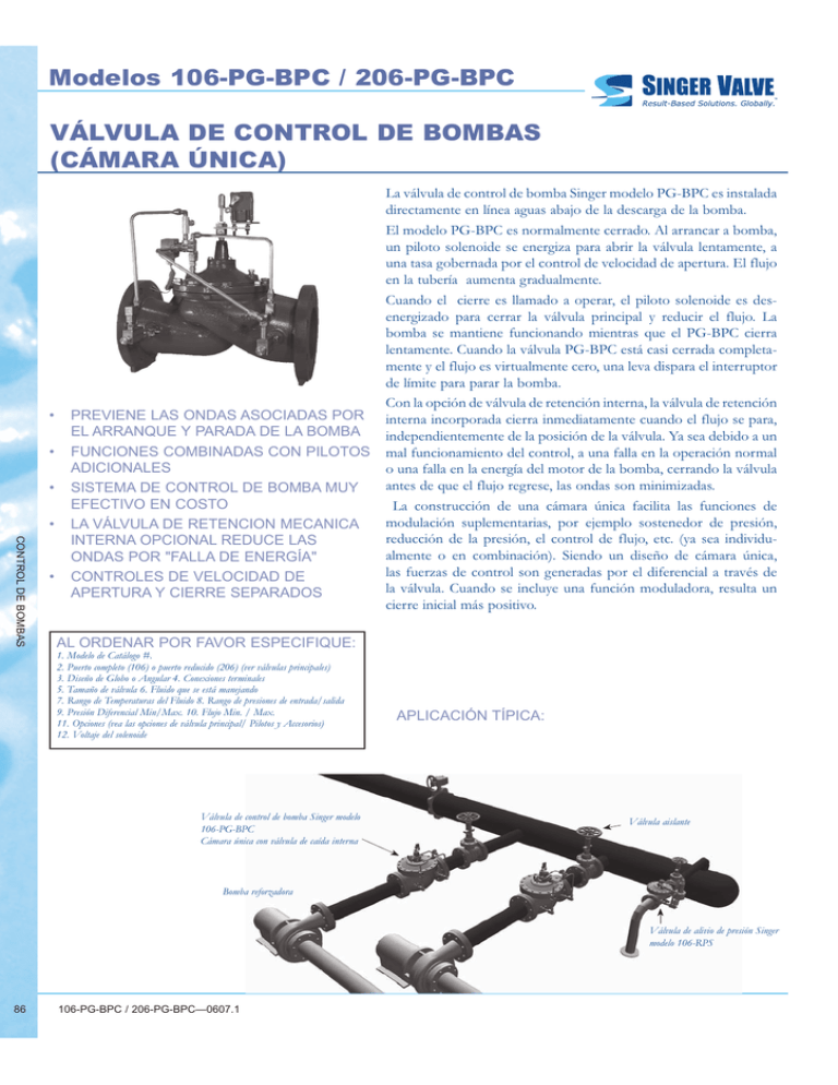 valvula de control de bombas