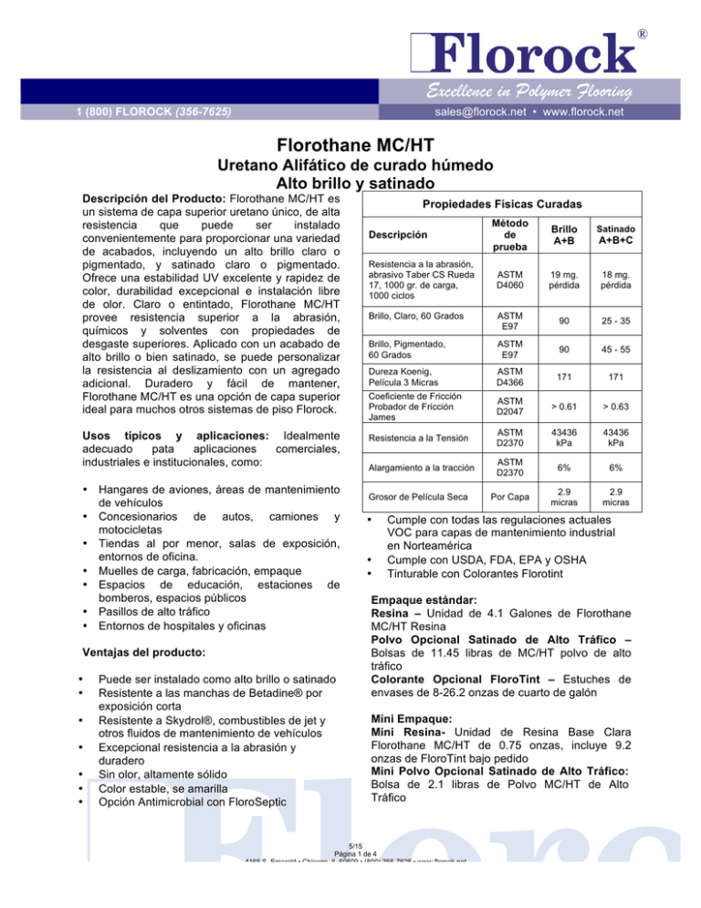 Florothane MC/HT - Florock Polymer Flooring Systems