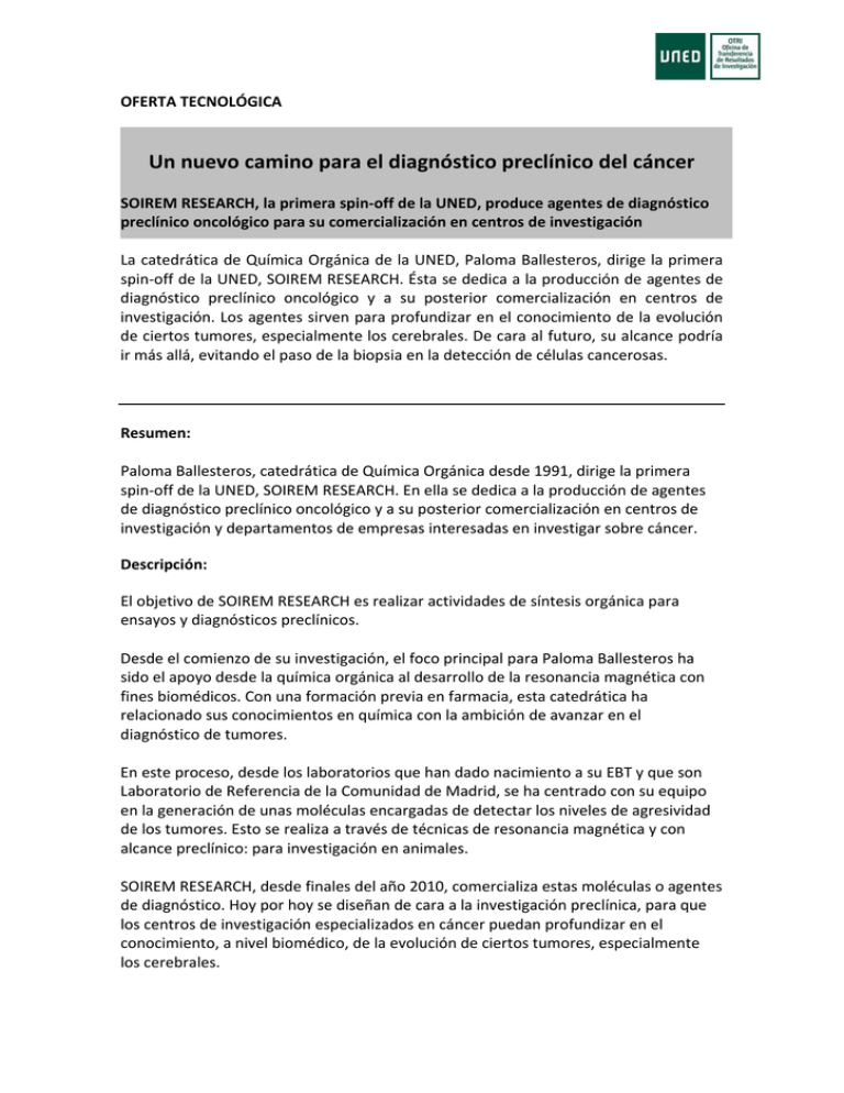 Un nuevo camino para el diagnóstico preclínico del cáncer