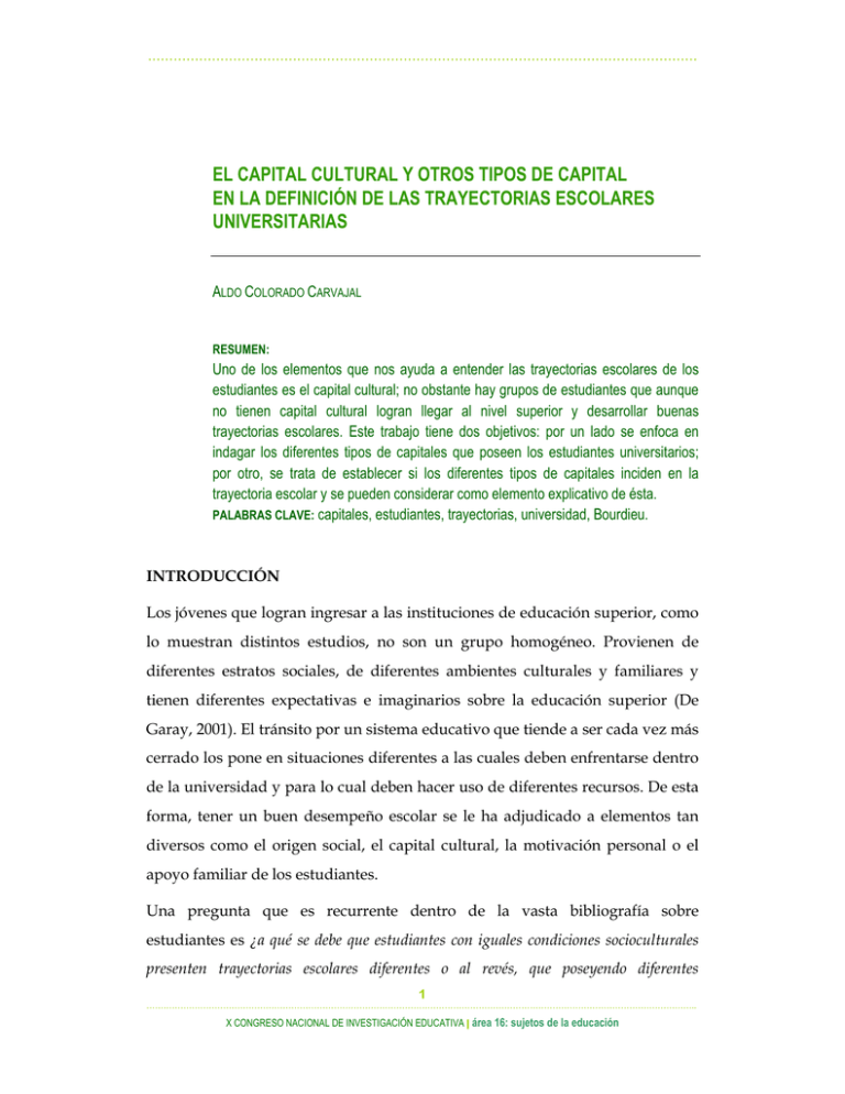 el capital cultural y otros tipos de capital en la definición de