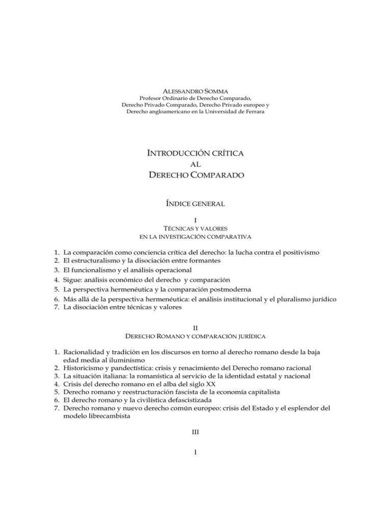 1 IntroducciÓn CrÍtica Al Derecho Comparado