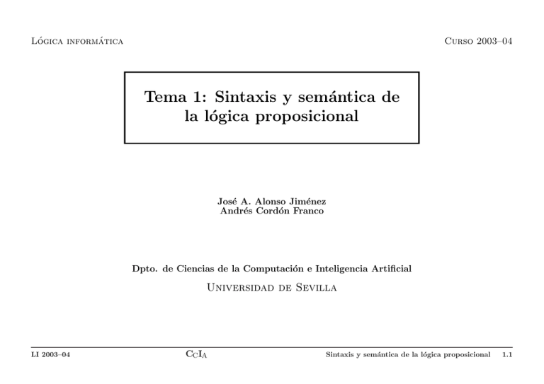 Sintaxis y semantica de la logica proposicional