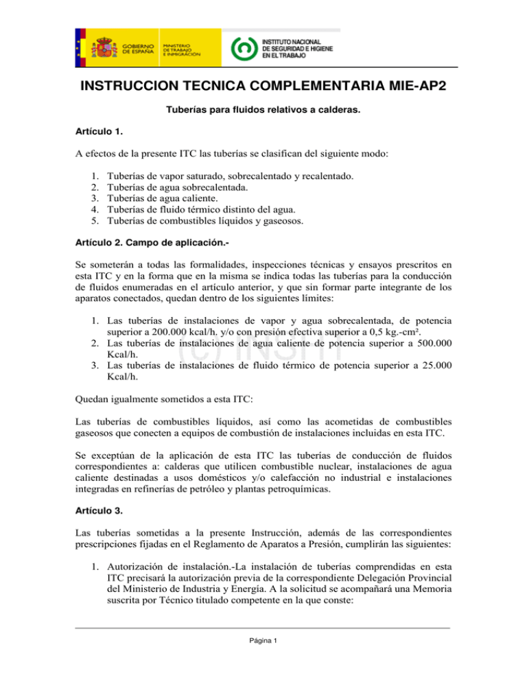 INSTRUCCION TECNICA COMPLEMENTARIA MIE-AP2