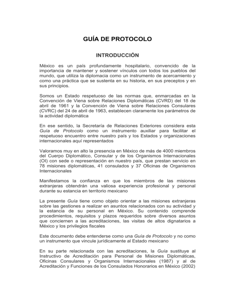 guía de protocolo - Secretaría de Relaciones Exteriores