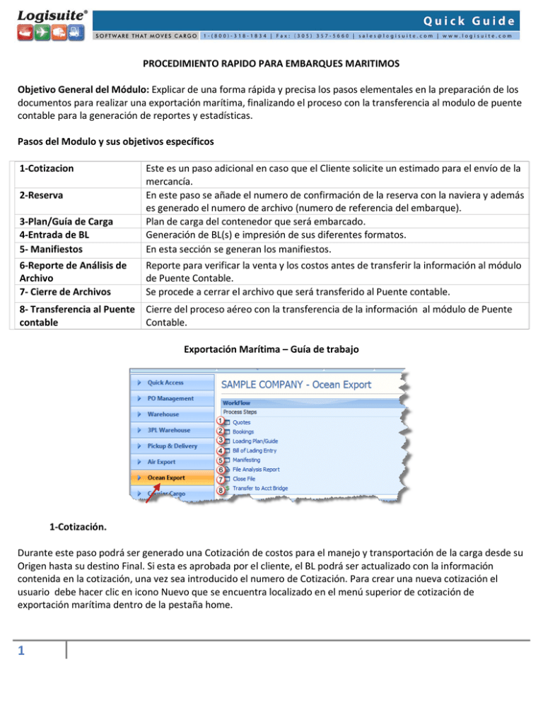 PROCEDIMIENTO RAPIDO PARA EMBARQUES MARITIMOS