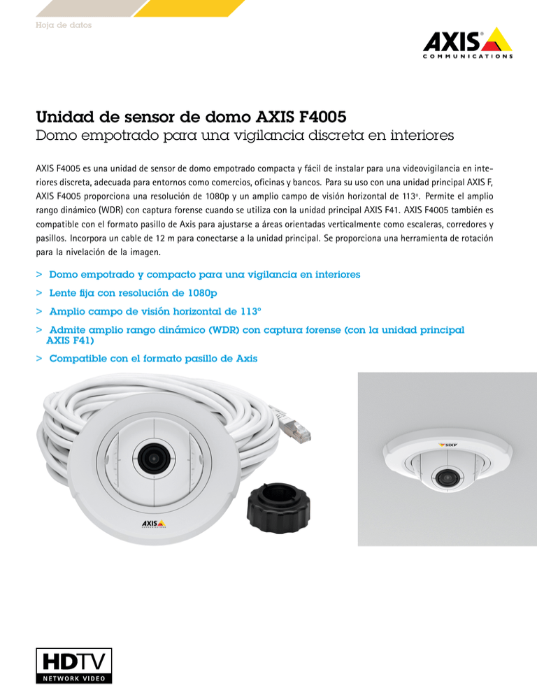 AXIS F4005 Dome Sensor Unit, Datasheet