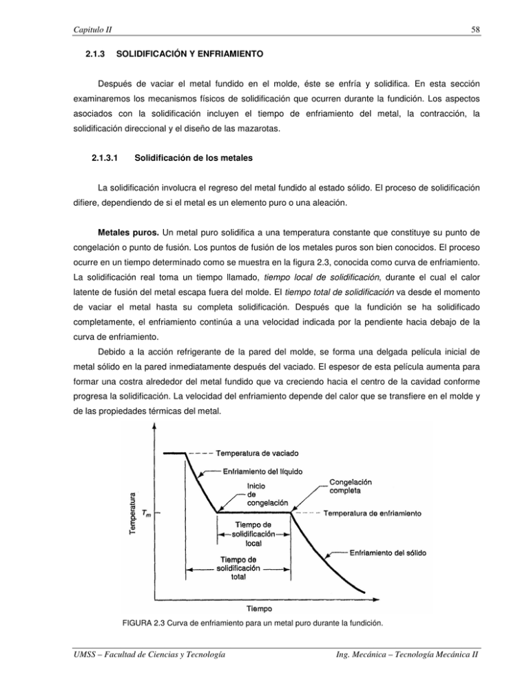 solidificación y enfriamiento
