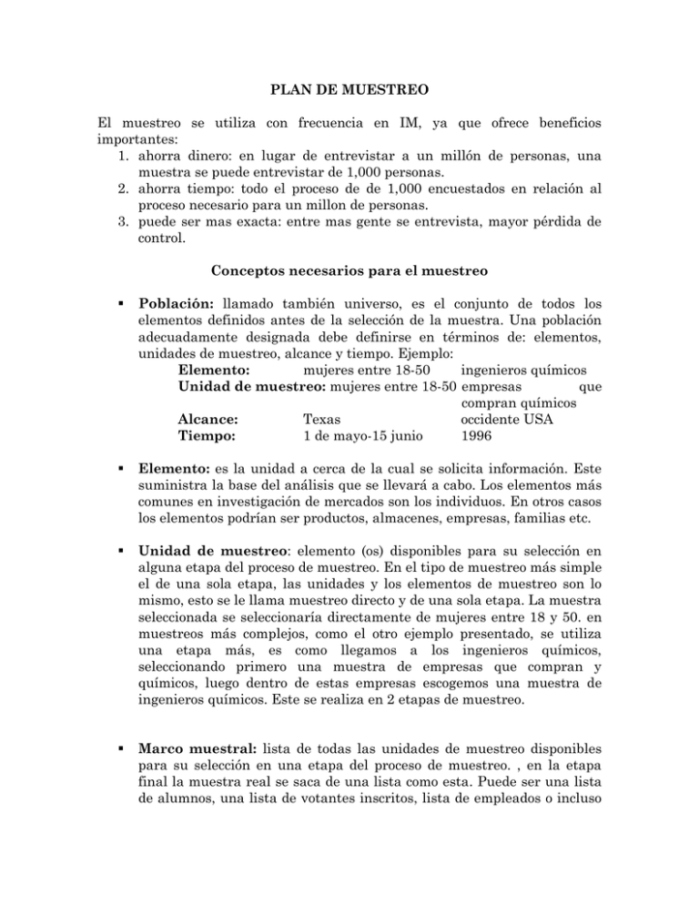 PLAN DE MUESTREO