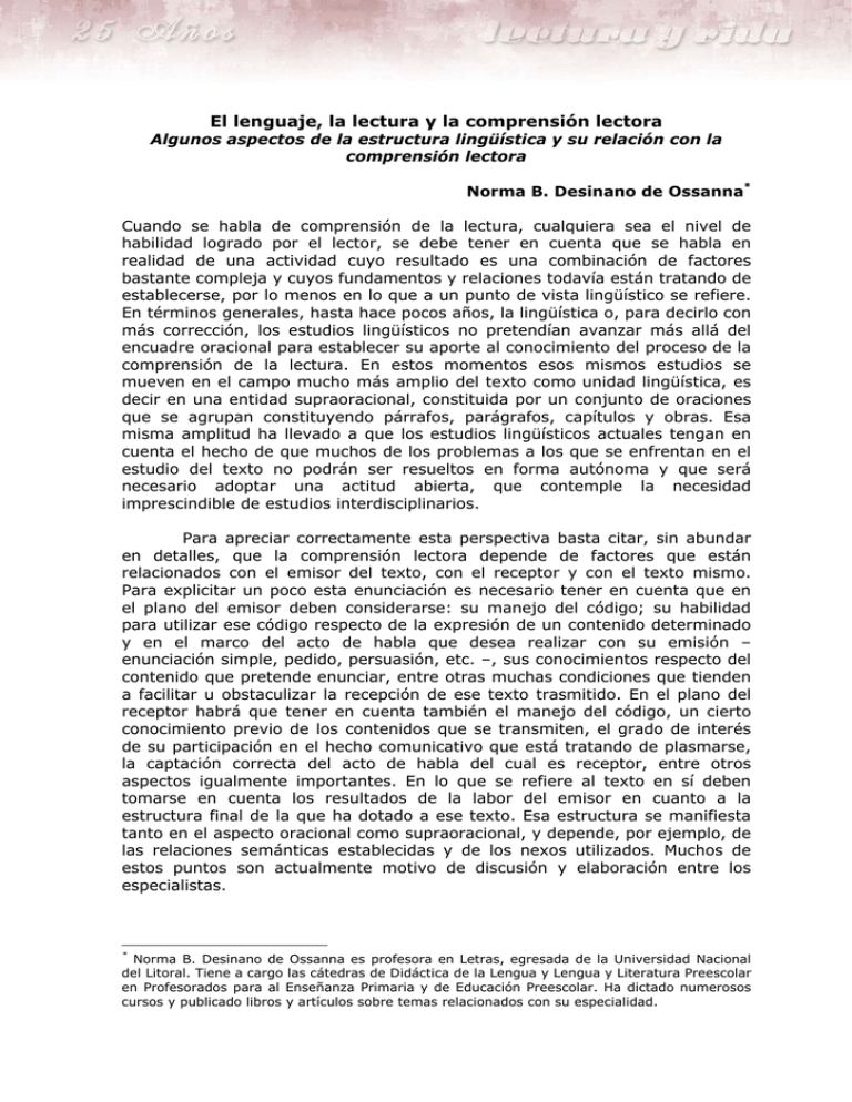 El lenguaje, la lectura y la comprensión lectora