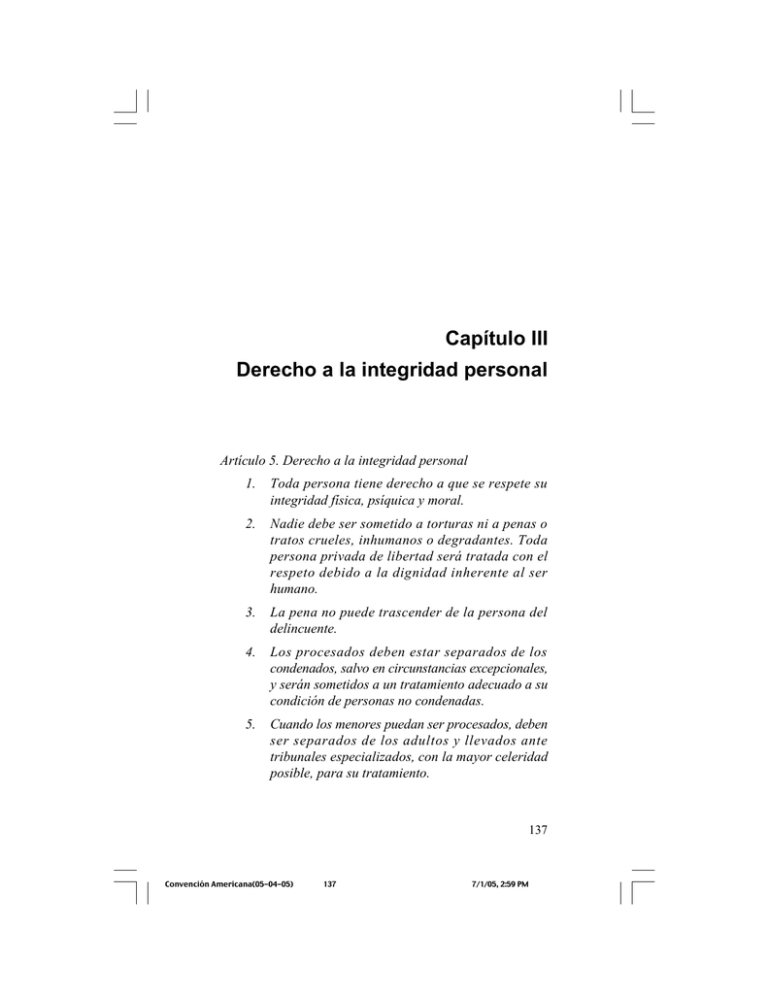 Capítulo III Derecho a la integridad personal