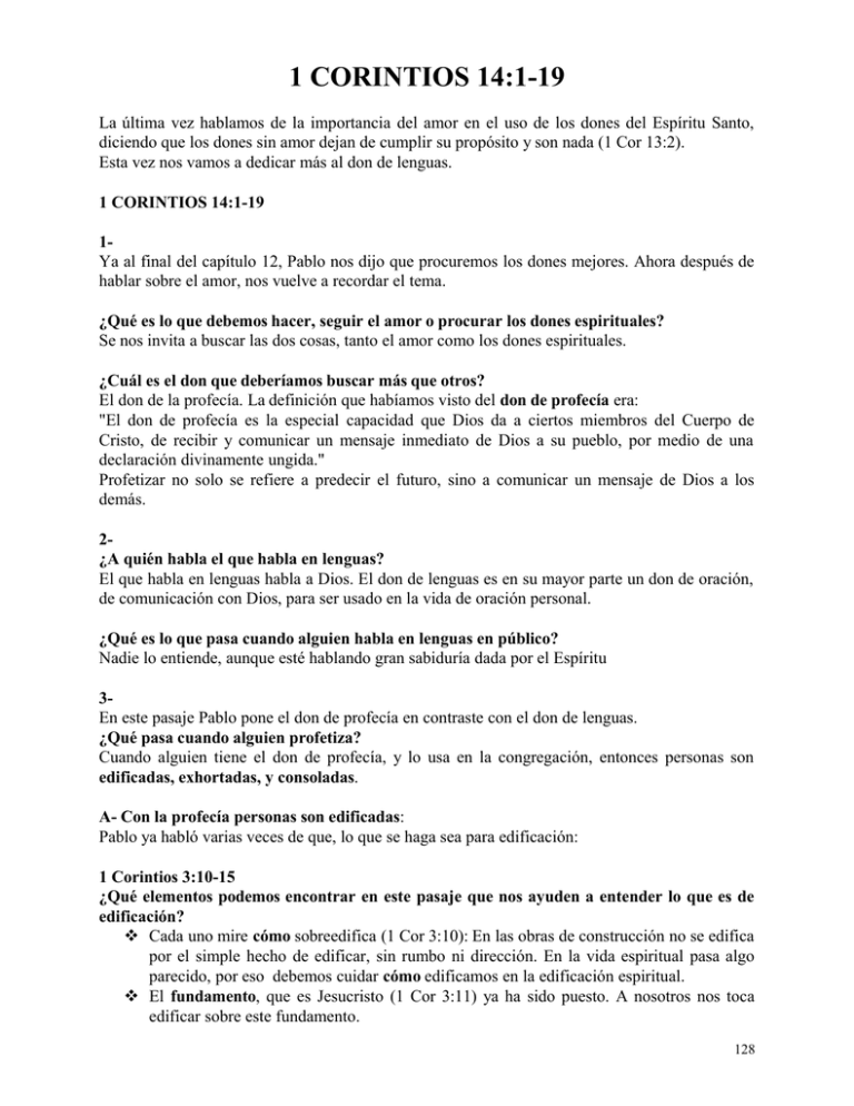 1 CORINTIOS 14:1-19