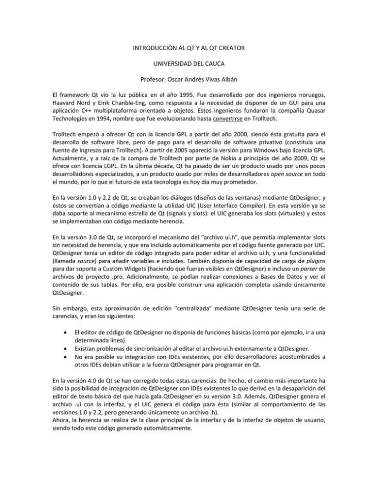 INTRODUCCIÓN AL QT CREATOR