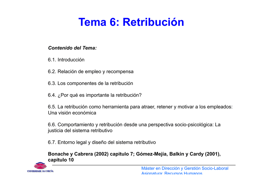 Tema 6: Retribución