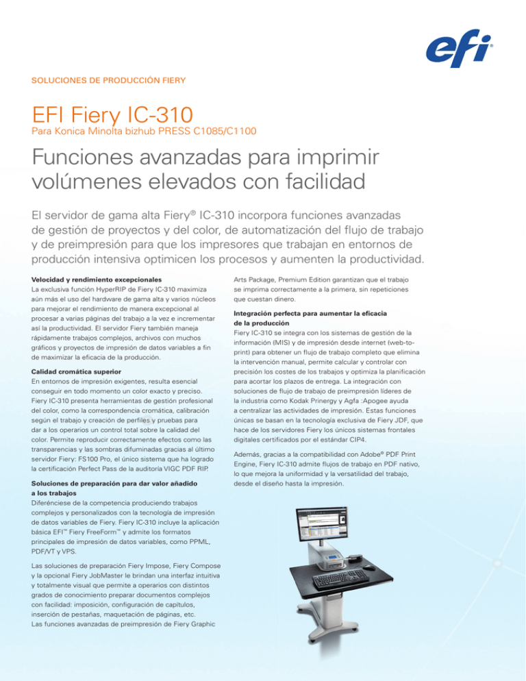 Konica Minolta Fiery IC-310 – Hoja de datos ES
