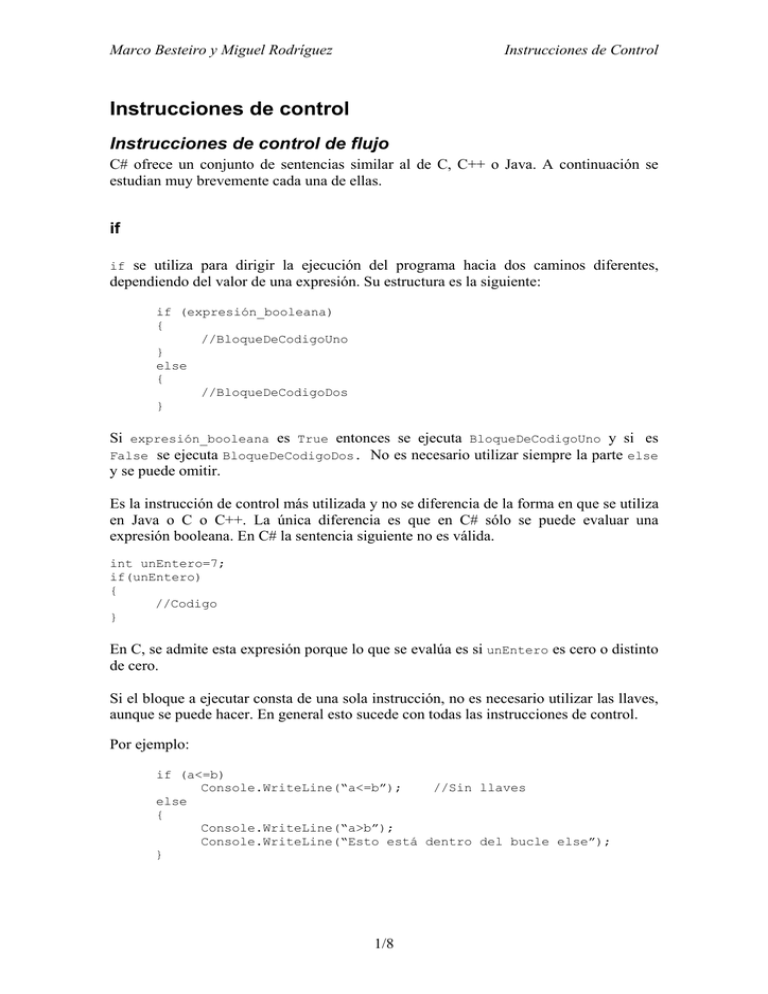 Instrucciones de control