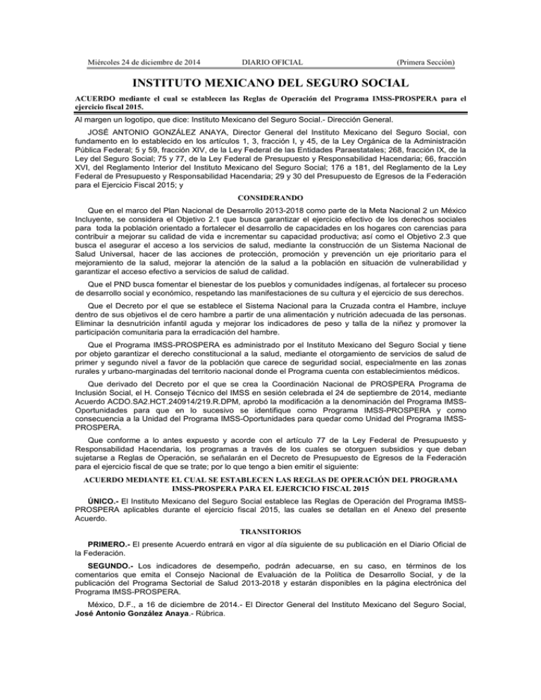 Reglas de Operación del Programa