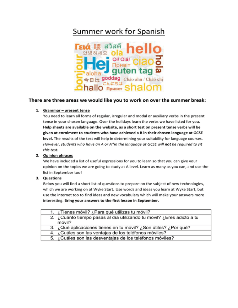 Summer work for Spanish