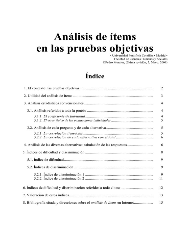 Análisis de ítems en las pruebas objetivas