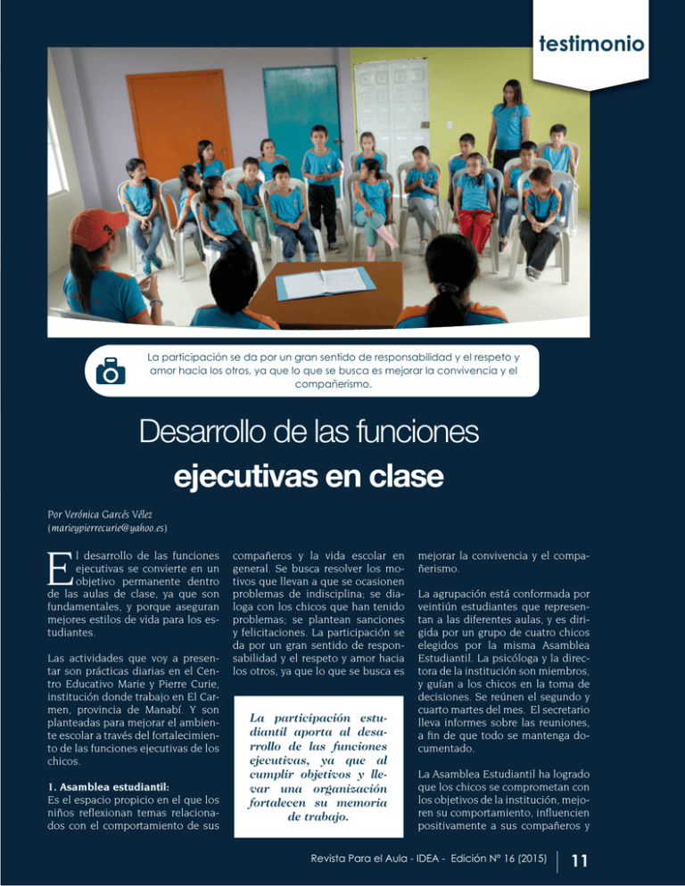 Desarrollo de las funciones ejecutivas en clase