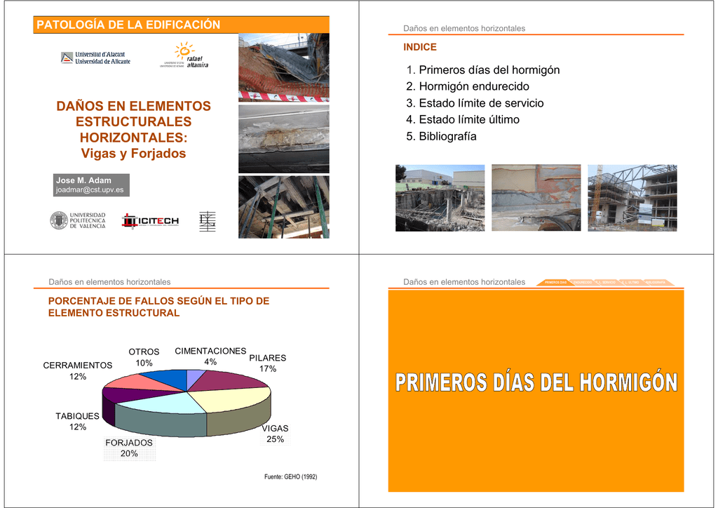 Daños en elementos estructurales horizontales: vigas y forjados