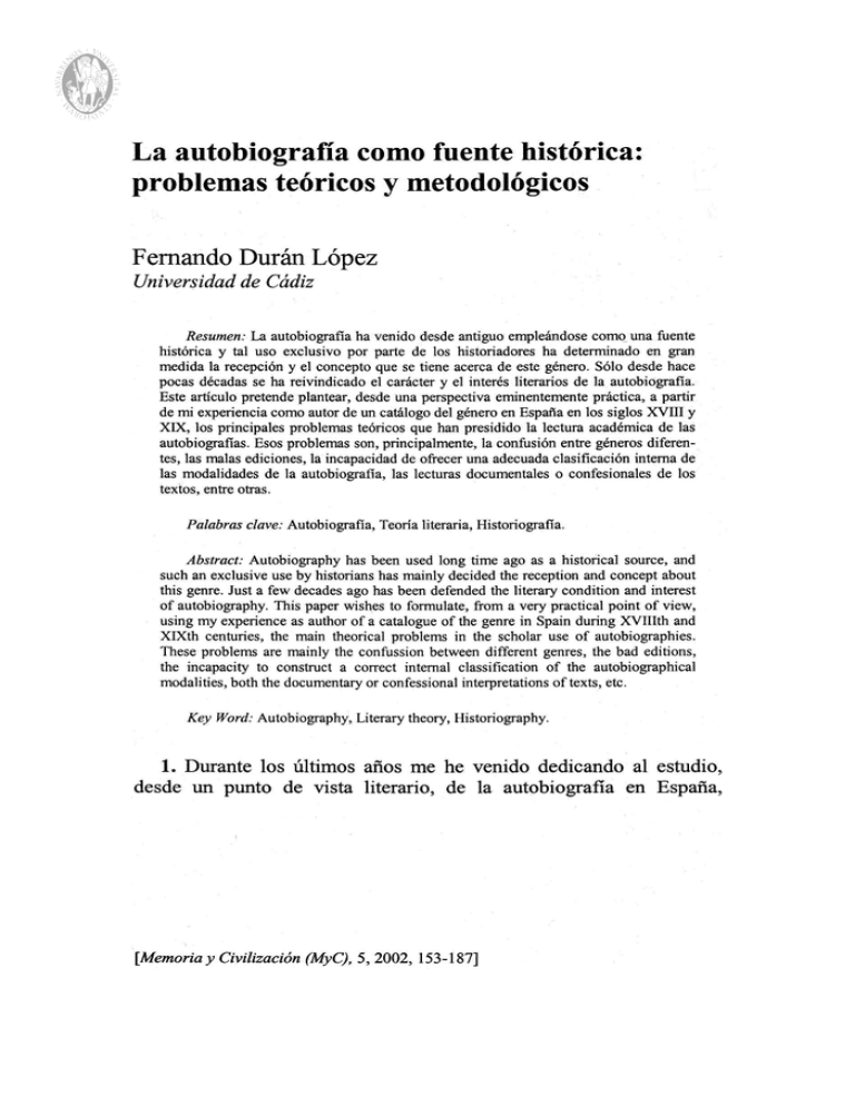 La autobiografía como fuente histórica