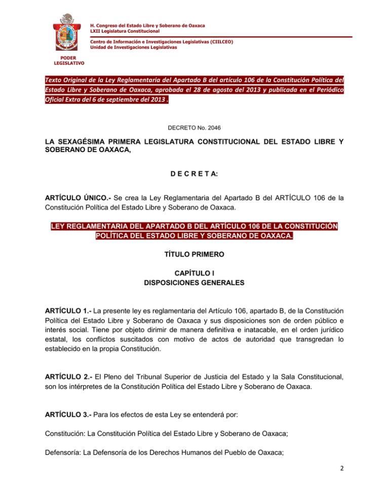 ley reglamentaria del apartado b del artículo 106 de la constitución