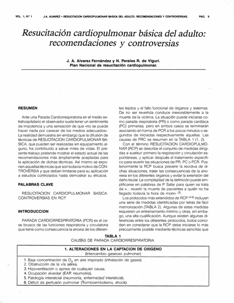 Resucitación cardiopulmonar básica del adulto