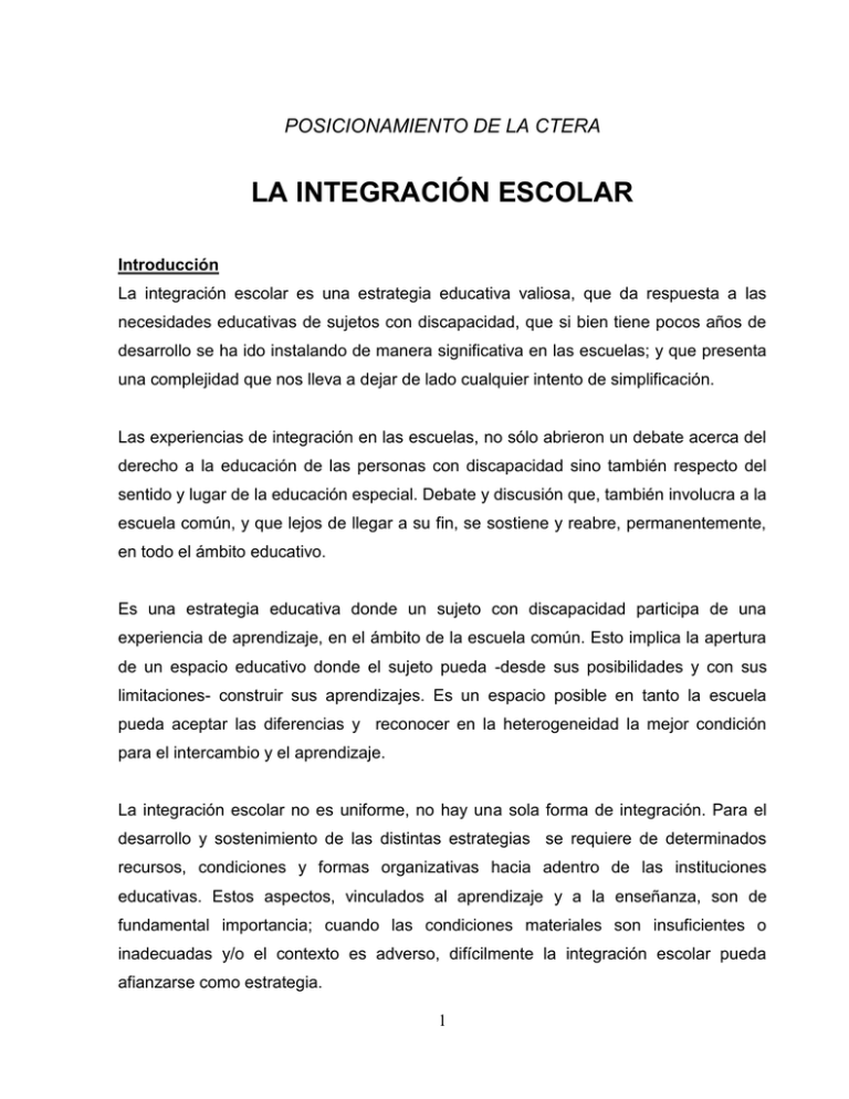 La integración escolar