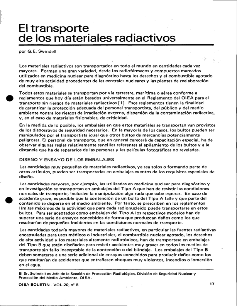 El transporte de los materiales radiactivos