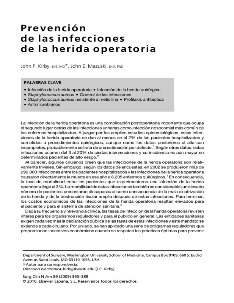 Prevención de las infecciones de la herida operatoria